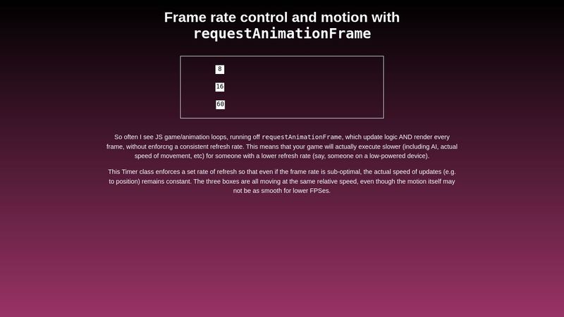 Frame rate control with requestAnimationFrame