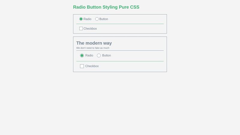Simple pure CSS radio-button and checkboxes (now updated)