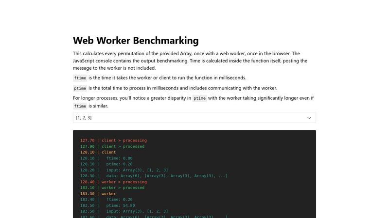 Web Worker Benchmarking