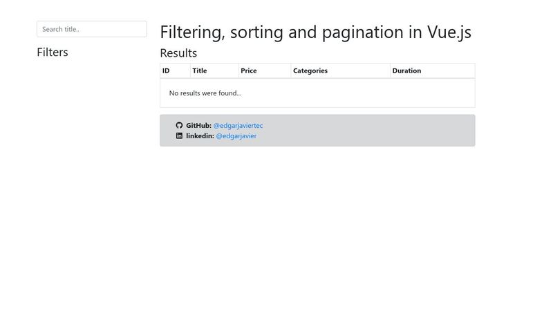 Filtering, sorting and pagination in Vue.js