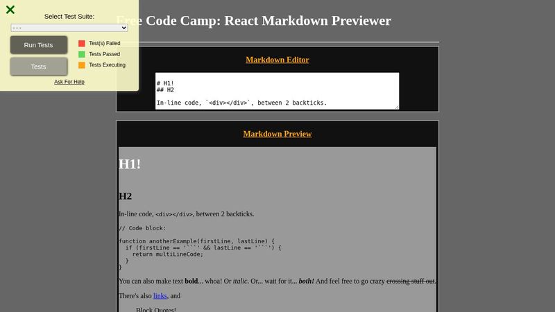 React Markdown Previewer