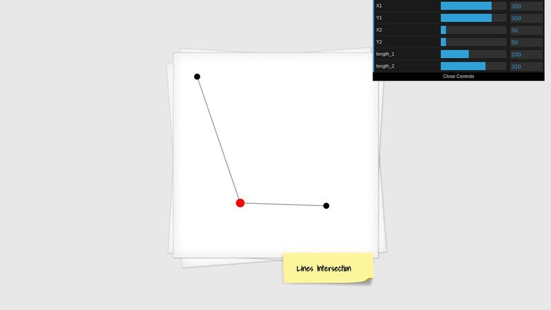 Paper.JS - Finding the intersection point between two lines with fixed lengths