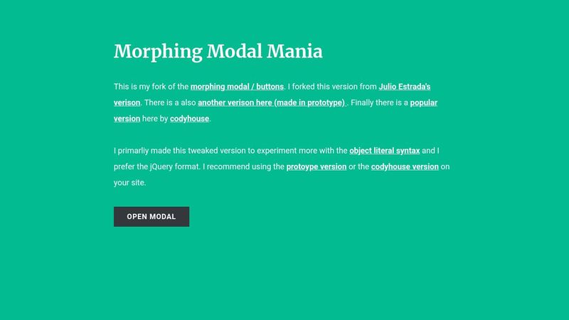 morphing modal mania - experiments in modal windows
