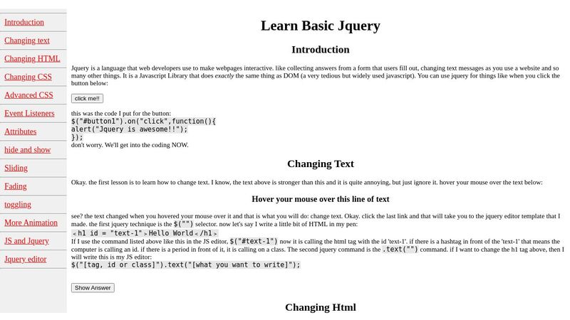 How2 Basic Jquery: my tech doc page