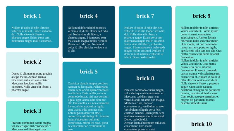 pure CSS masonry layout with columns