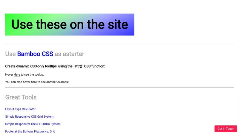 Portfolio Website Snippets