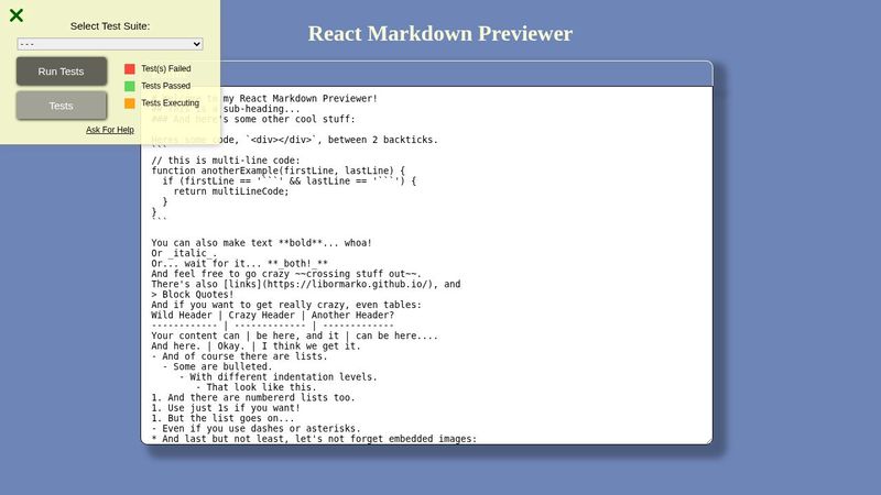FCC: Simple React Markdown Previewer