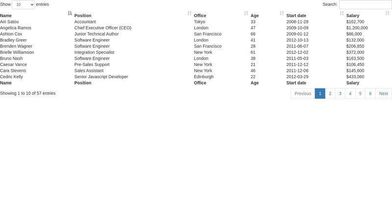 DataTables click event example