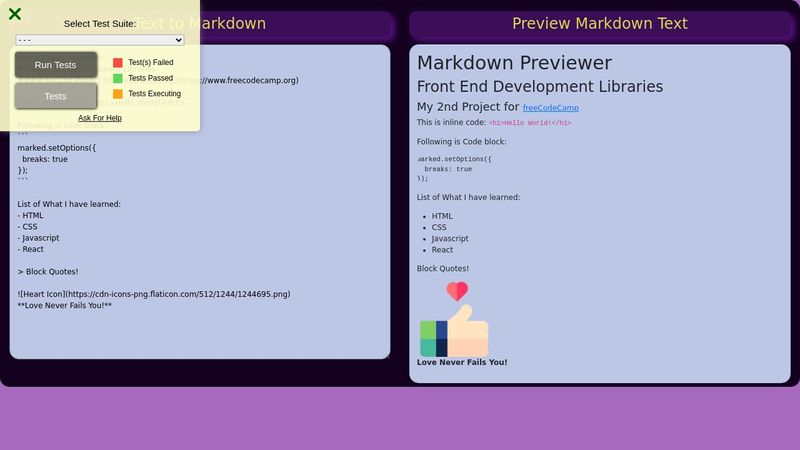 Markdown Previewer (FreeCodeCamp)