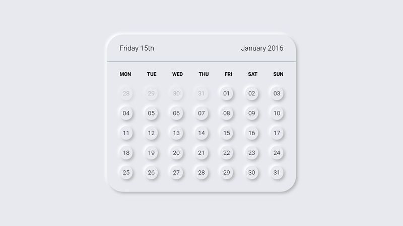 Neumorphism Calendar html css