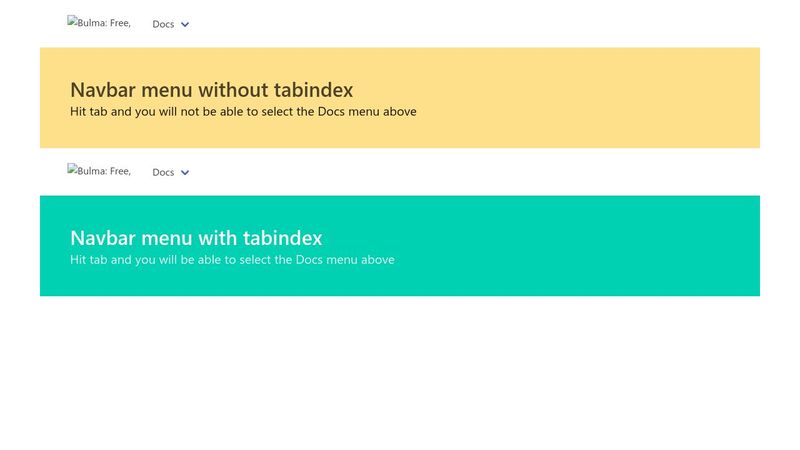 Bulma Navbar with Dropdown Tabindex