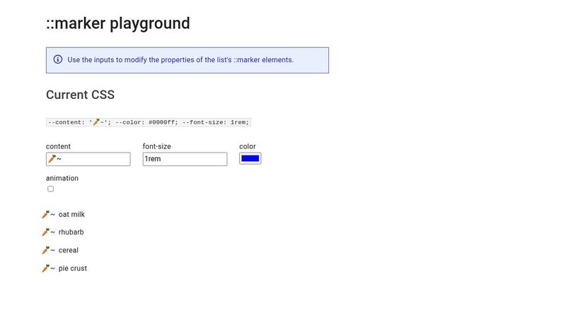 Learn CSS: Lists - ::marker playground