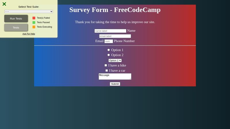 Survey Form - FreeCodeCamp