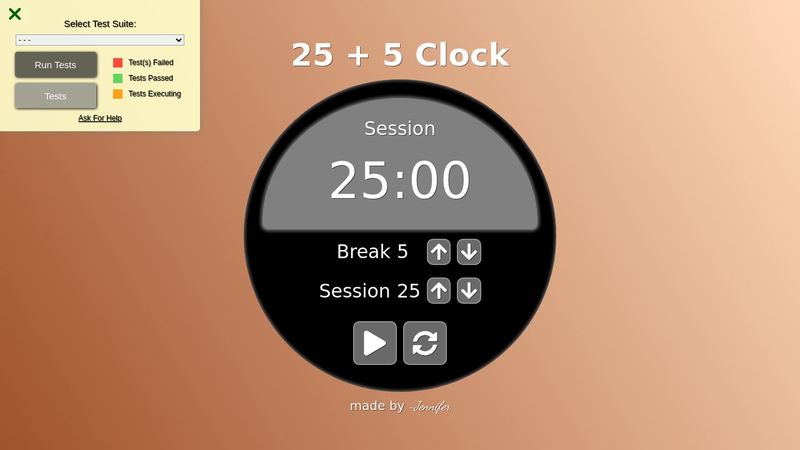 freeCodeCamp 25 + 5 Clock