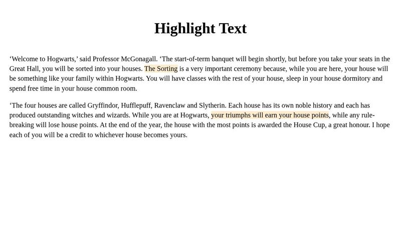 HTML - Highlight text