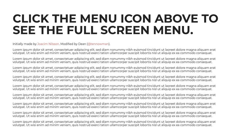 Full Screen Navigation Menu (pure CSS)
