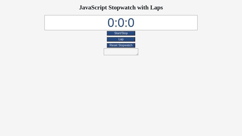 JS Stopwatch with Laps