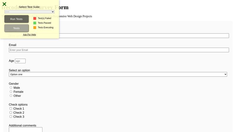 CodePen - FCC survey form