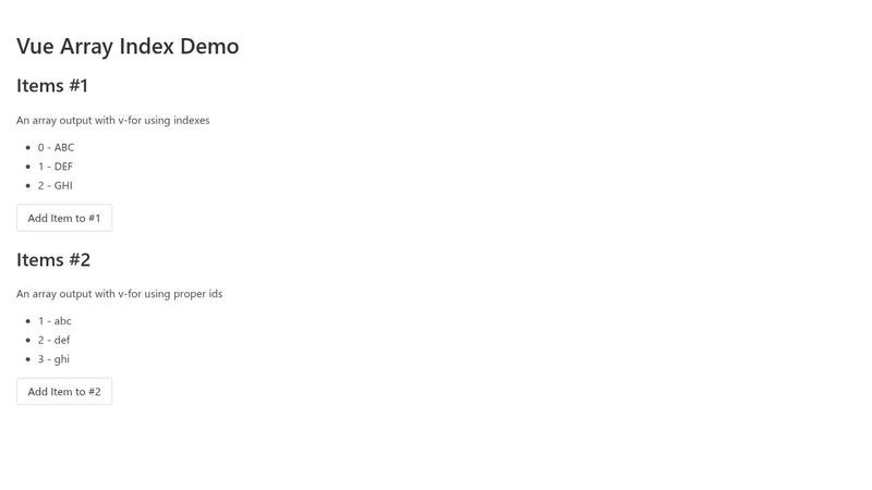 Vue Array Index Demo