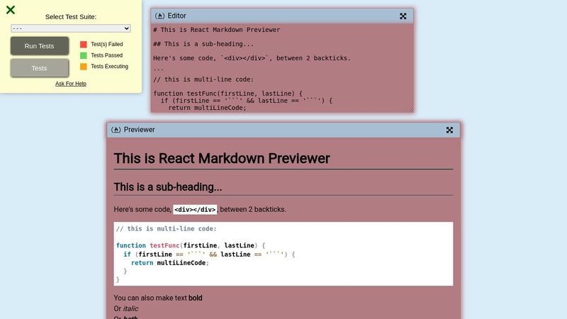 React Markdown Previewer