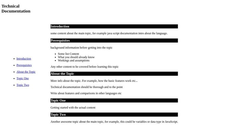 HTML Technical Doc Exercise