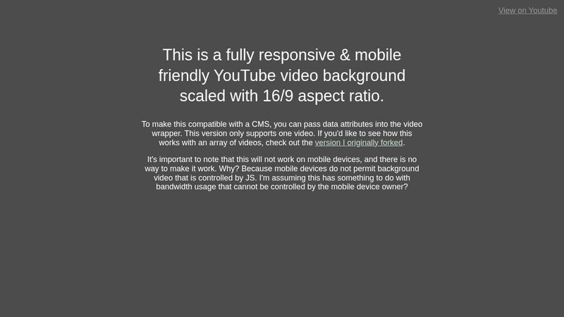 Responsive YouTube Video Background