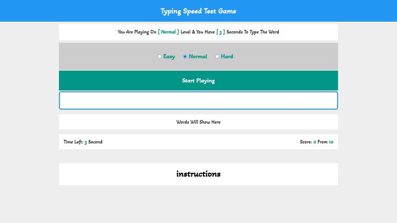 typing speed test game JS