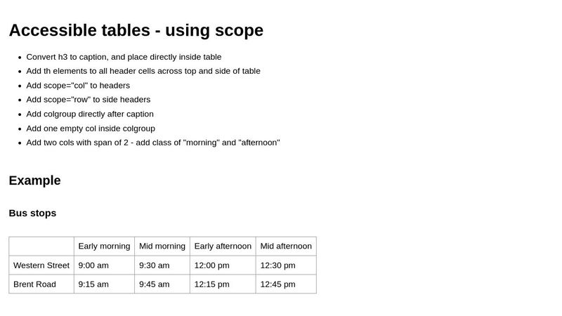 Accessible tables - part 2