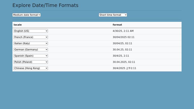 Explore Date/Time Formats