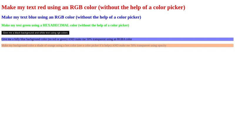 CSS Colors Exercise Solution