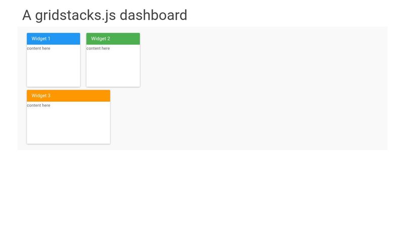 Javascript dashboard with resizable, moveable widgets using gridstack.js