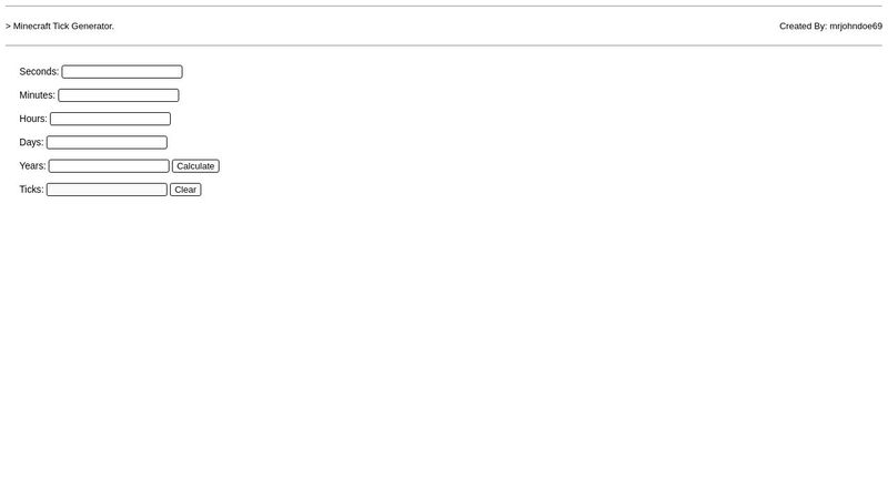 Minecraft Tick Calculator