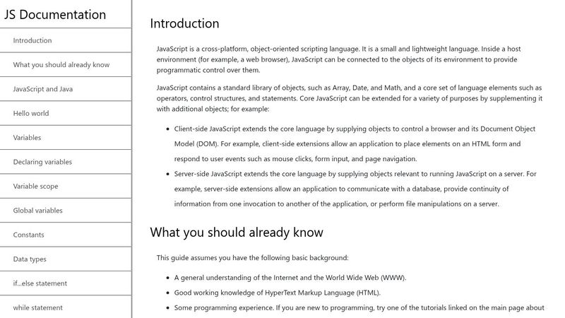 javascript documentation
