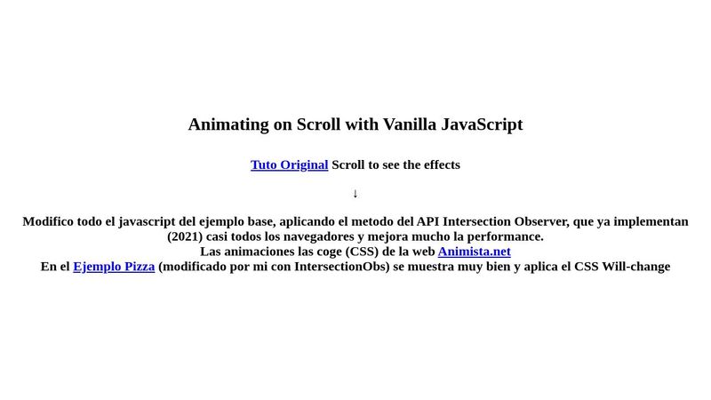 Animations on Scroll - API IntersectionObserver
