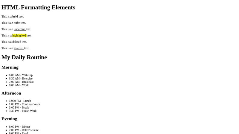 HTML formatting elements
