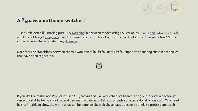 Pure CSS theme switcher
