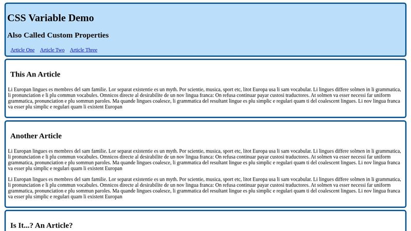 CSS Variables Example