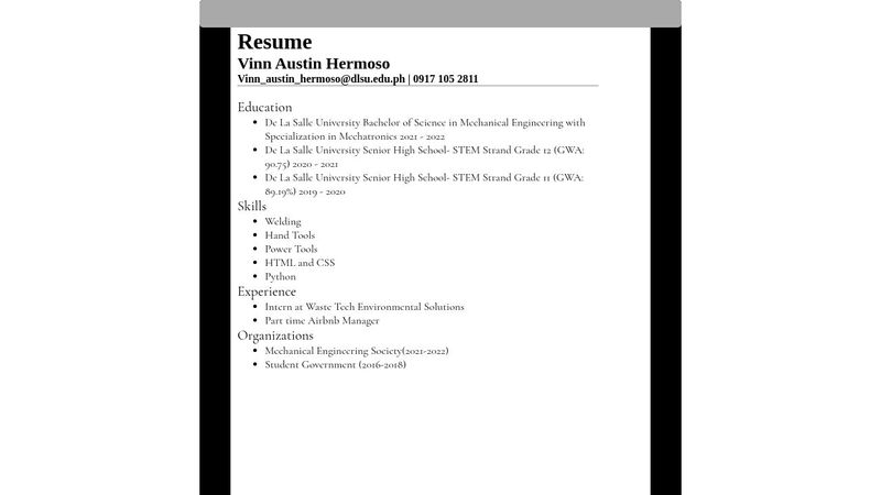 A simple HTML Resume