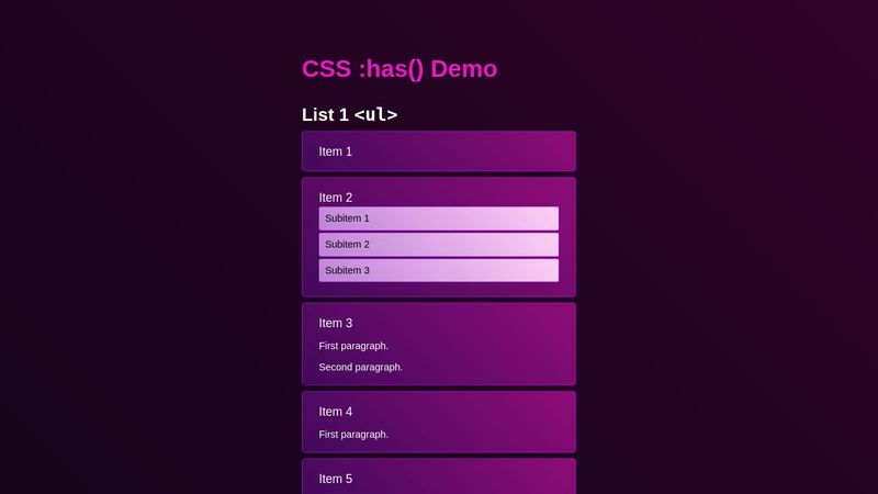 CSS :has() Demo