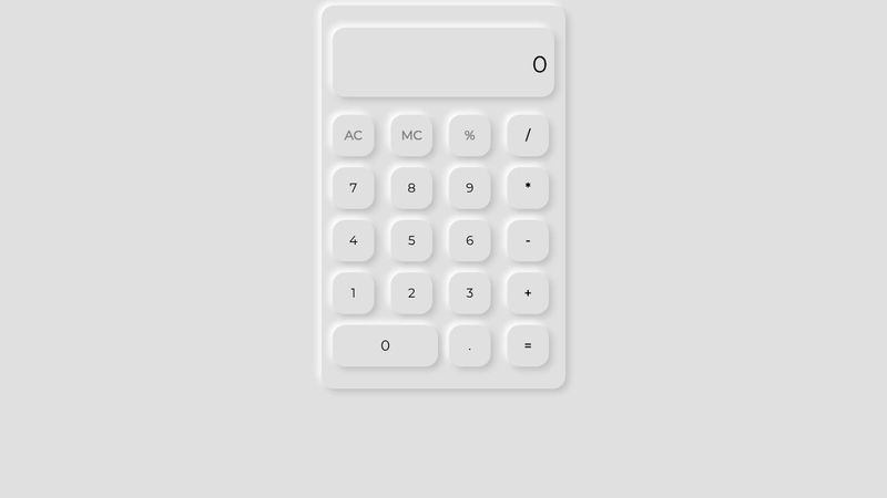 Simple Calculator Using Neumorphism Css And Js