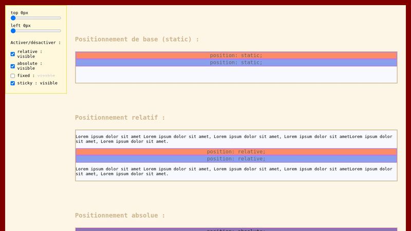 [CSS] position properties