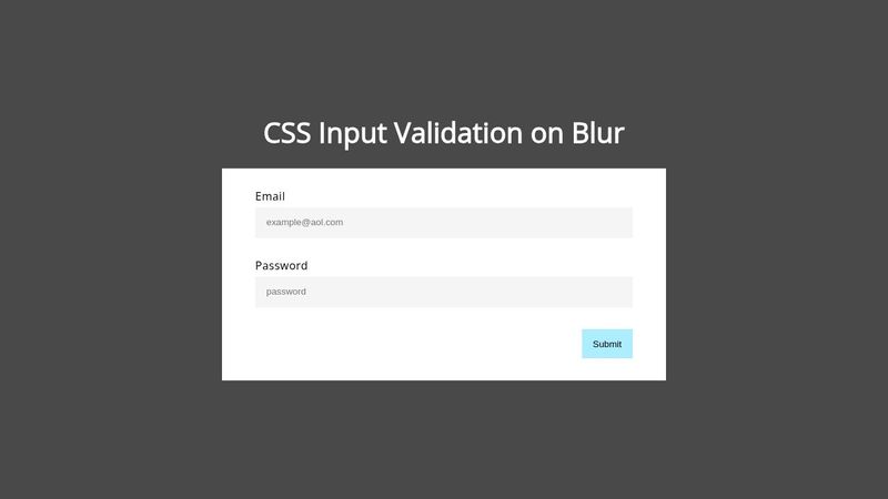 CSS Input Validation on Blur