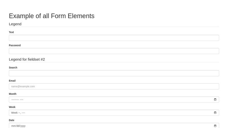 Example of all Form Elements