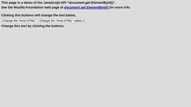 Change inner HTML with JavaScript, document.getElementById() example