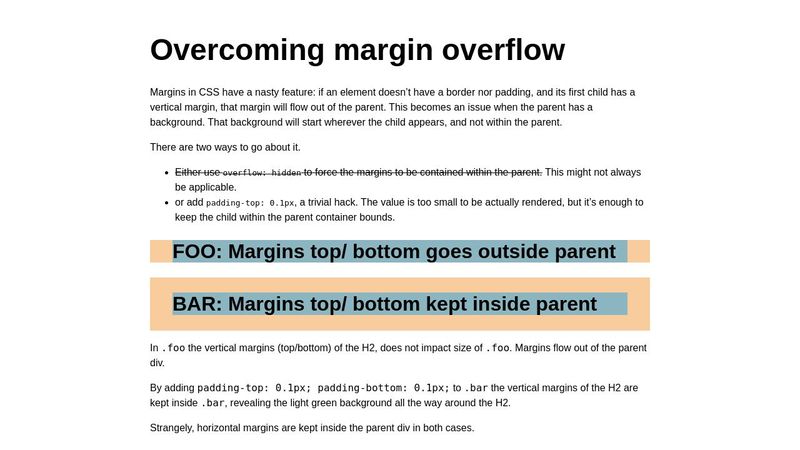 Overcoming margin overflow