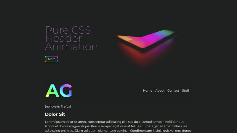 Pure CSS header animation to sticky nav