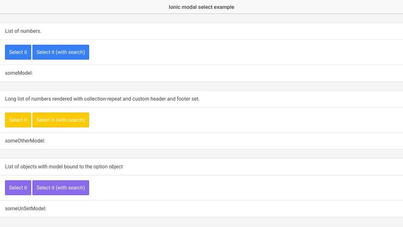 Ionic modal select demo