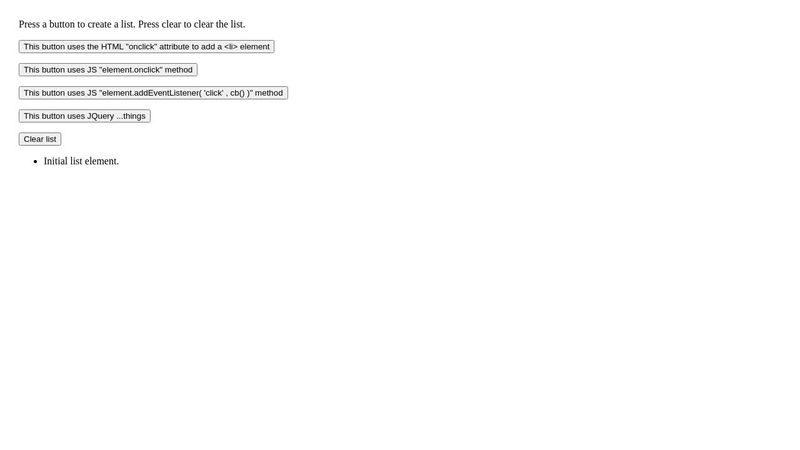 Three ways to trigger JS functions with buttons