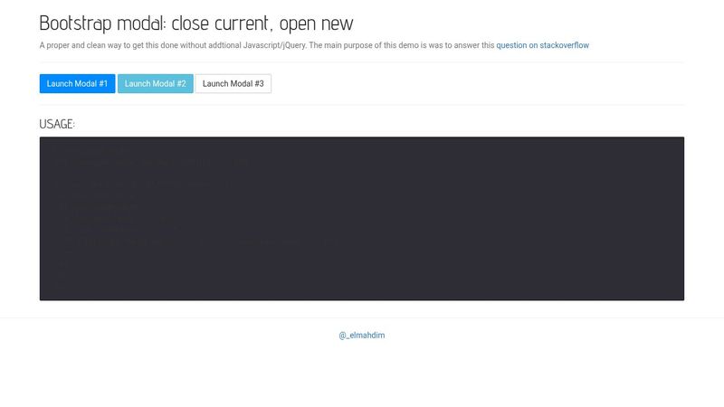 Bootstrap modal: close current, open new