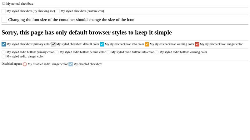 iCheck JS checkboxes with simple, minimal CSS (Icon is customizable, using FontAwesome)